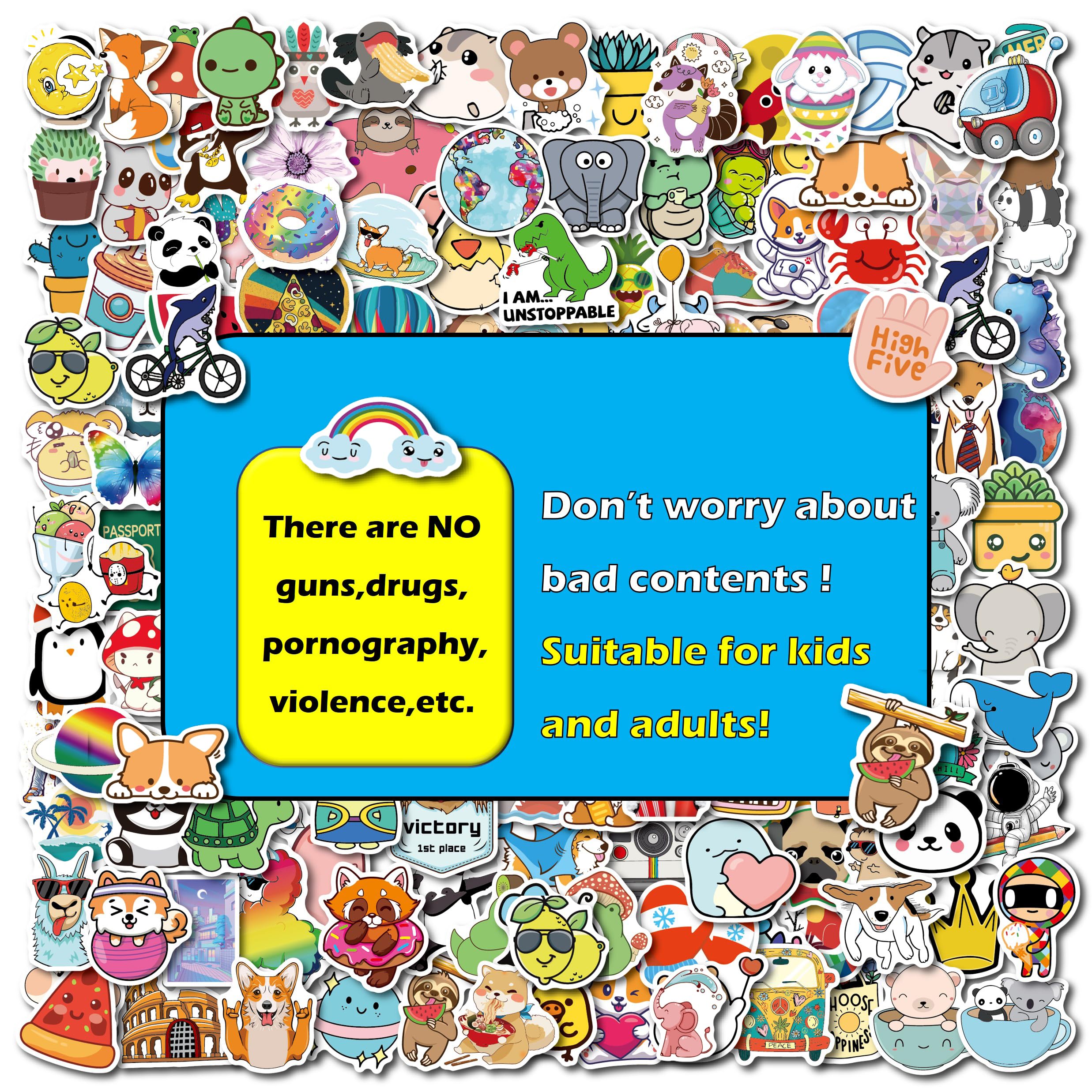 Stickers for Water Bottles, 200PCS Water Bottle Stickers for Kids, Waterproof Stickers Vinyl Stickers, Cute Stickers Pack