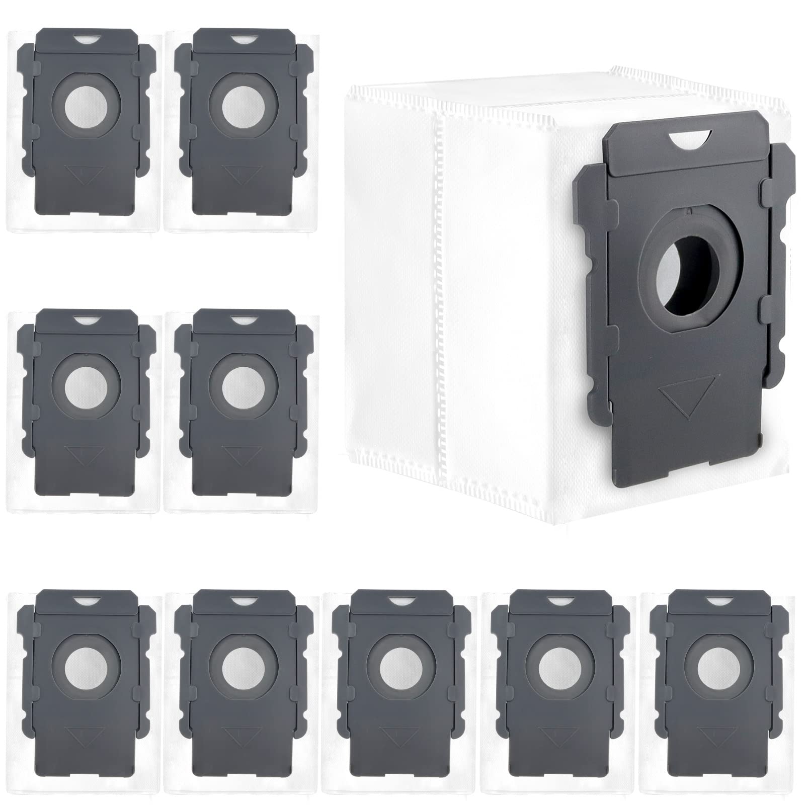 Replacement Bags for iRobot i & s & j Series Vacuum Cleaner i3 i3+(3550) i4 i4+(4552) i6 i6+(6550) i7+ i7Plus j7+(7550) i8+(8550) s9 s9+(9550) with Automatic Dirt Disposal Bags, 10 Pack - Grey