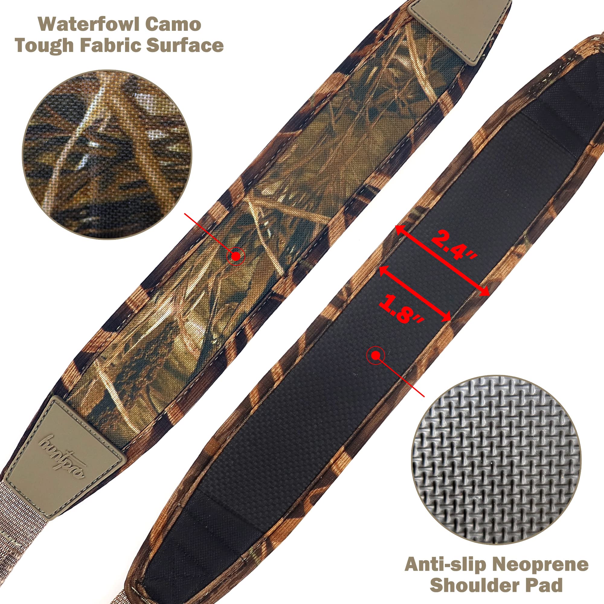 HUNTPAL 2 Point Gun Sling for Rifle Shotgun Corssbow, Length Adjustable Comfortable Neoprene Padded Shoulder Strap Hunting Sling w/o Swivels, Classic Airsoft Crossbow Gun Strap with Thumb Hole