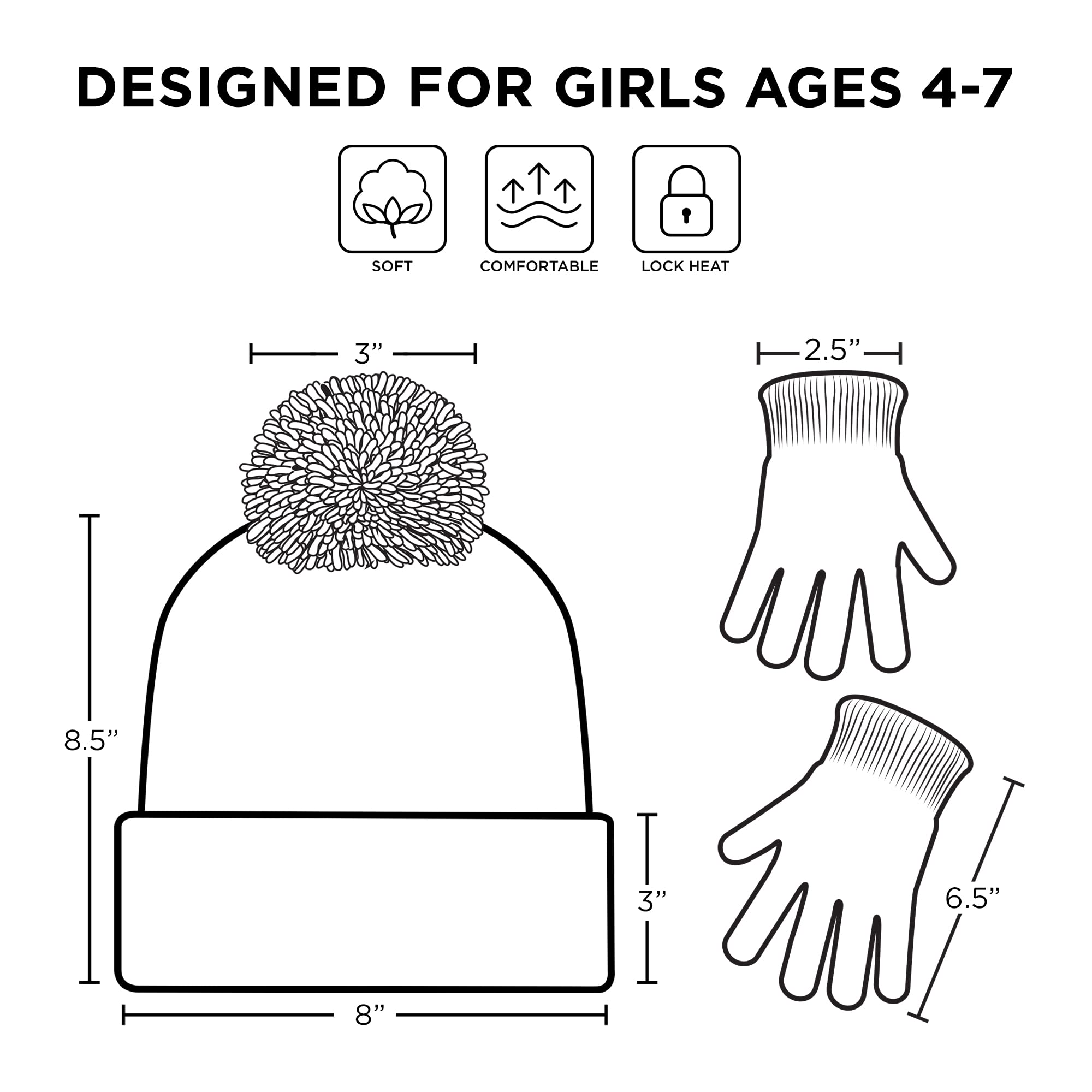Disney Girls Princess Hat And Kids Gloves Set For Ages 4-7, Grey