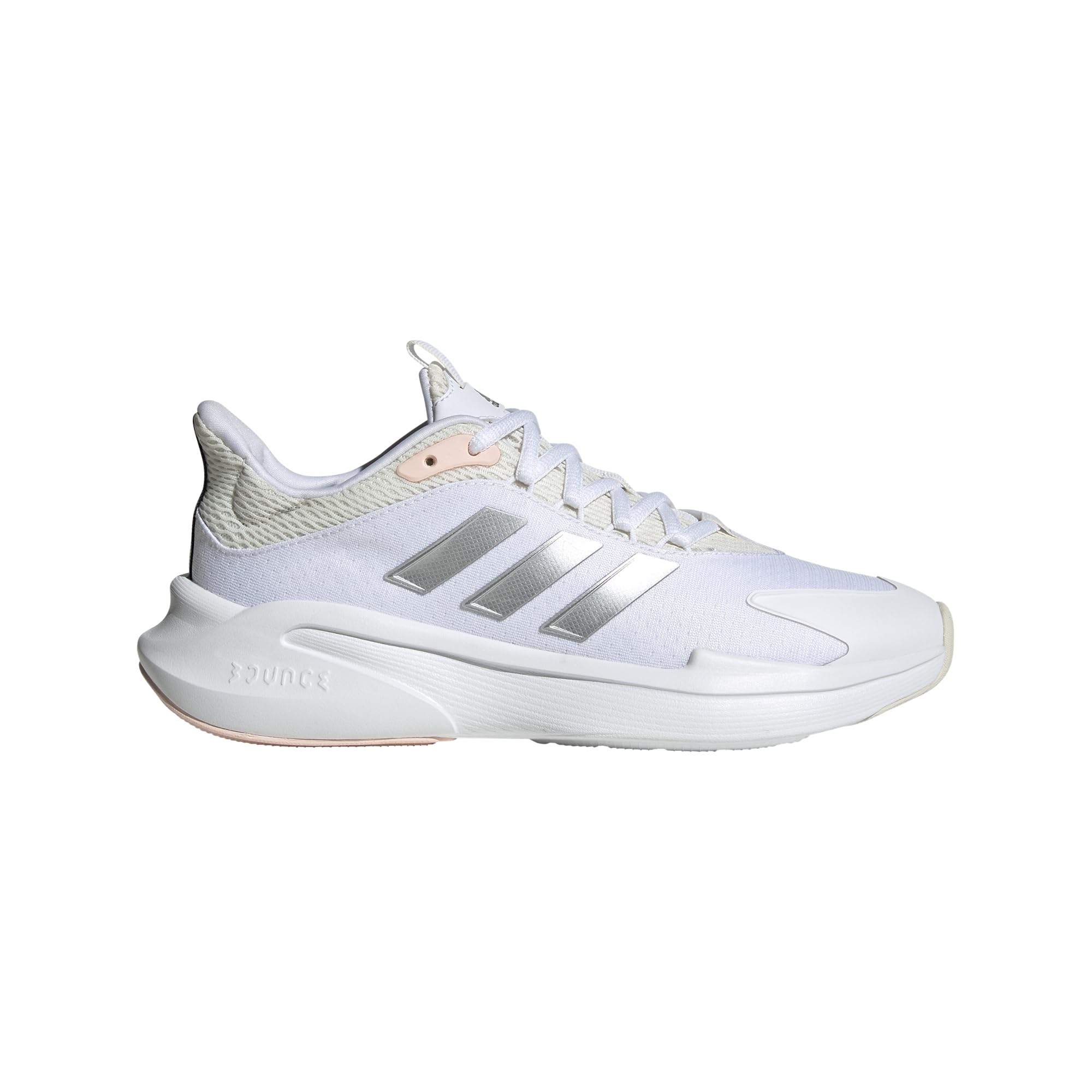 adidas Women's Alphaedge + Sneaker, White/Silver Metallic/Wonder Quartz, 10