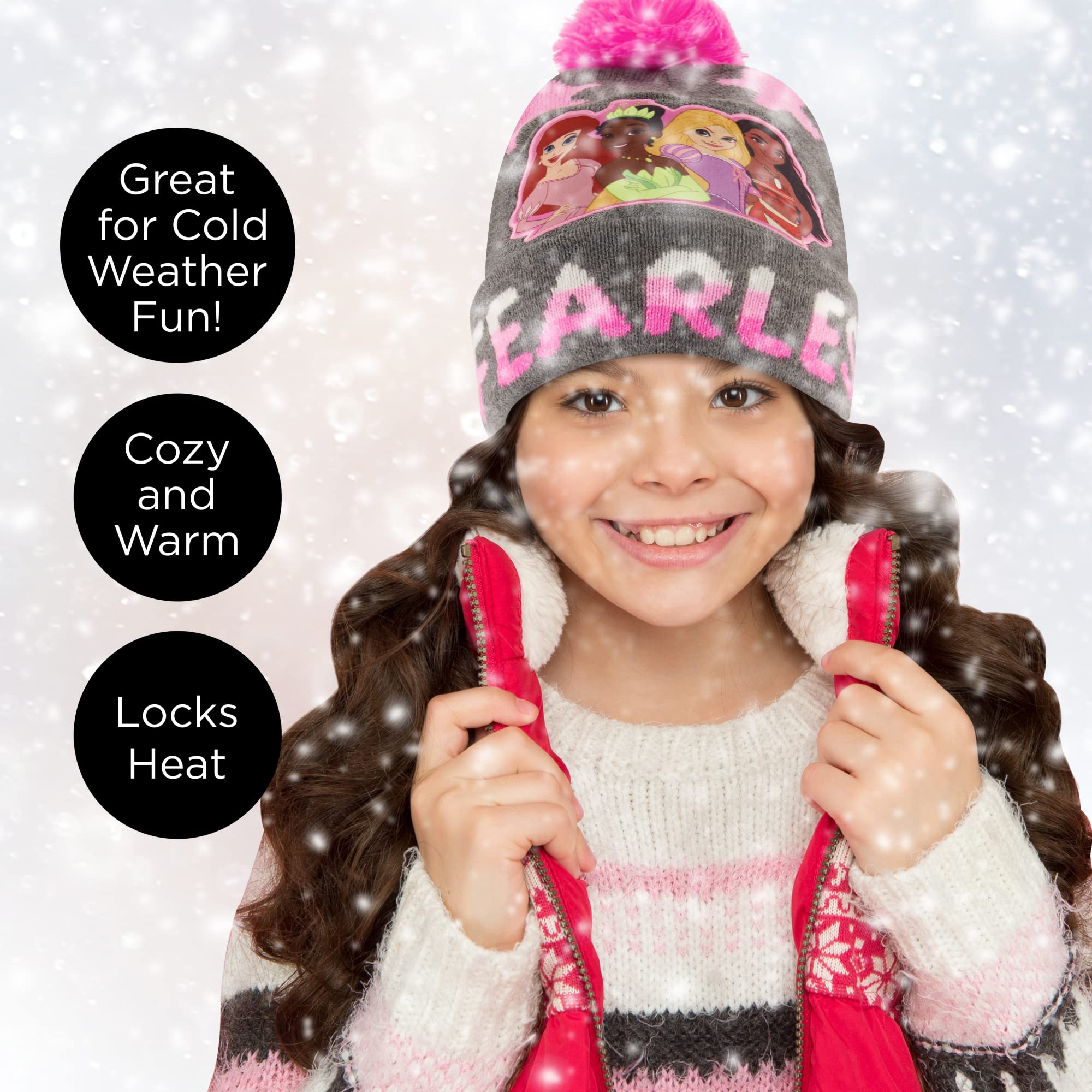 Disney Girls Princess Hat And Kids Gloves Set For Ages 4-7, Grey
