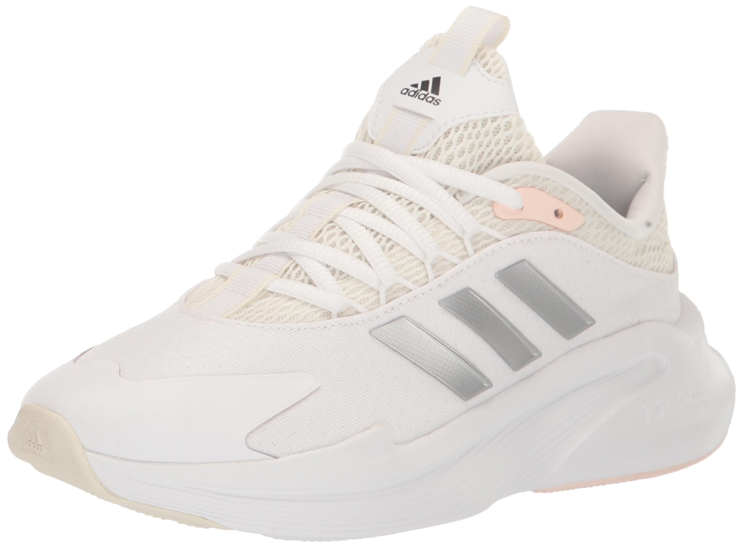 adidas Women's Alphaedge + Sneaker, White/Silver Metallic/Wonder Quartz, 10