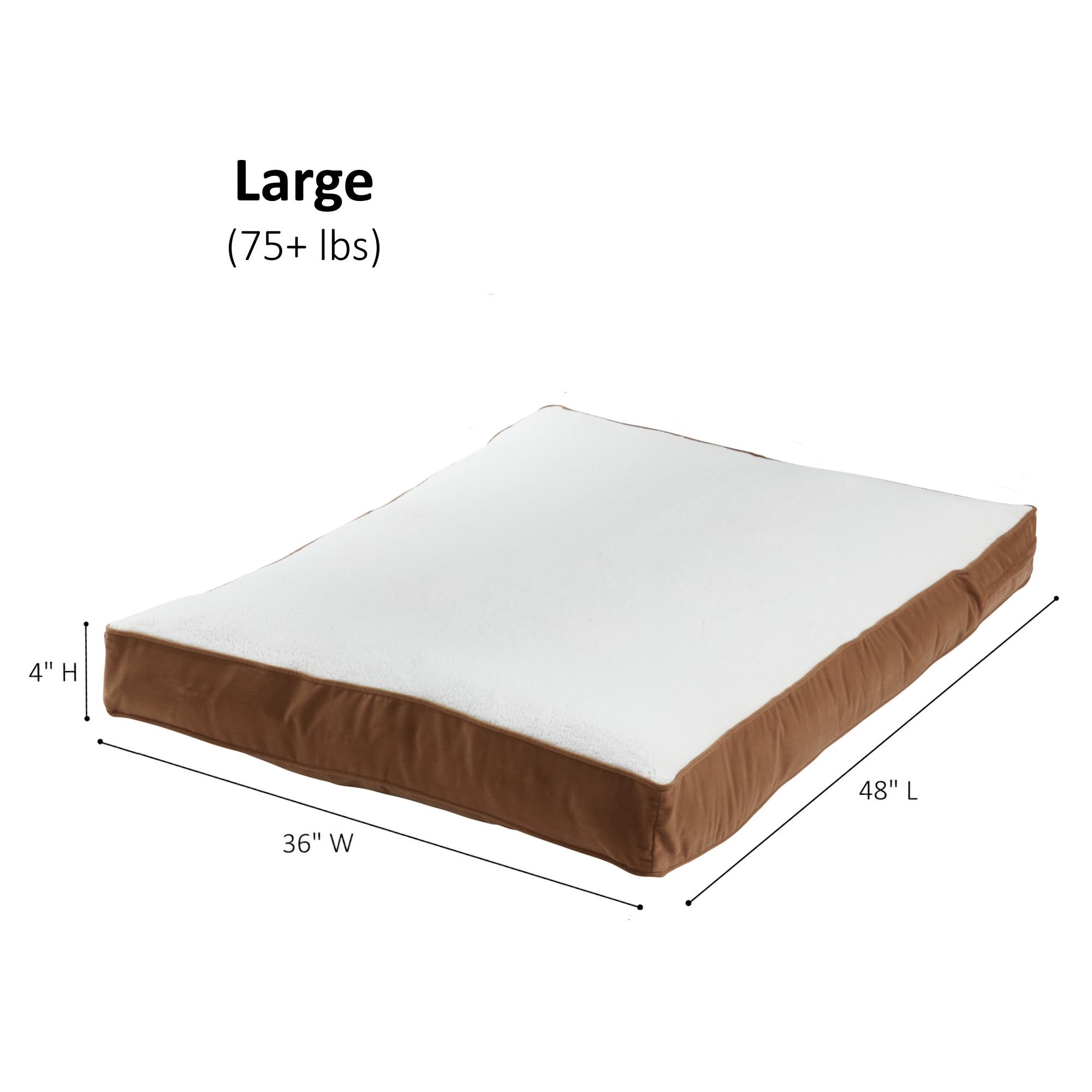 Happy Hounds Daisy Deluxe Supportive Sherpa Dog Bed, Large (48 x 36 in.), Mocha