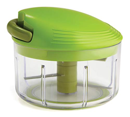 Kuhn Rikon Pull Chop Chopper/Manual Food Processor with Cord Mechanism, Green, 2-Cup & Auto Safety LidLifter/Can Opener with Ring-Pull, 8 x 2.5 x 2.75 inches, Red