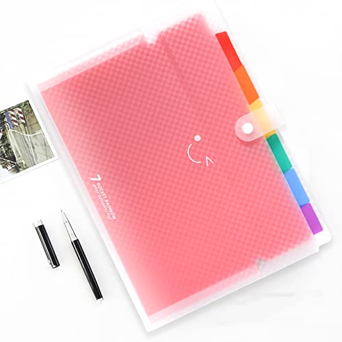 CLOUDIA 7 Pockets Expanding File Folders with Labels, Letter A4 Paper Organizer Folder, Accordion Document Organizer for School (Clear)