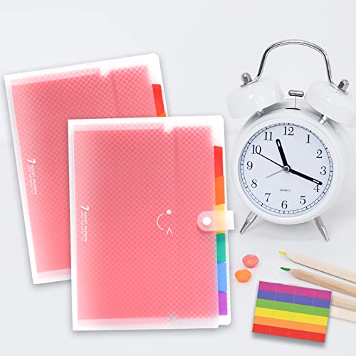 CLOUDIA 7 Pockets Expanding File Folders with Labels, Letter A4 Paper Organizer Folder, Accordion Document Organizer for School (Clear)