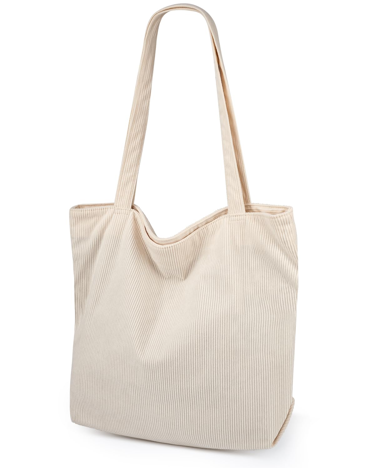 Iioscre Corduroy Tote Bag for Women,Hobo HandBags with Zipper,Large Capacity Casual Shoulder Handbags with Inner Pockets