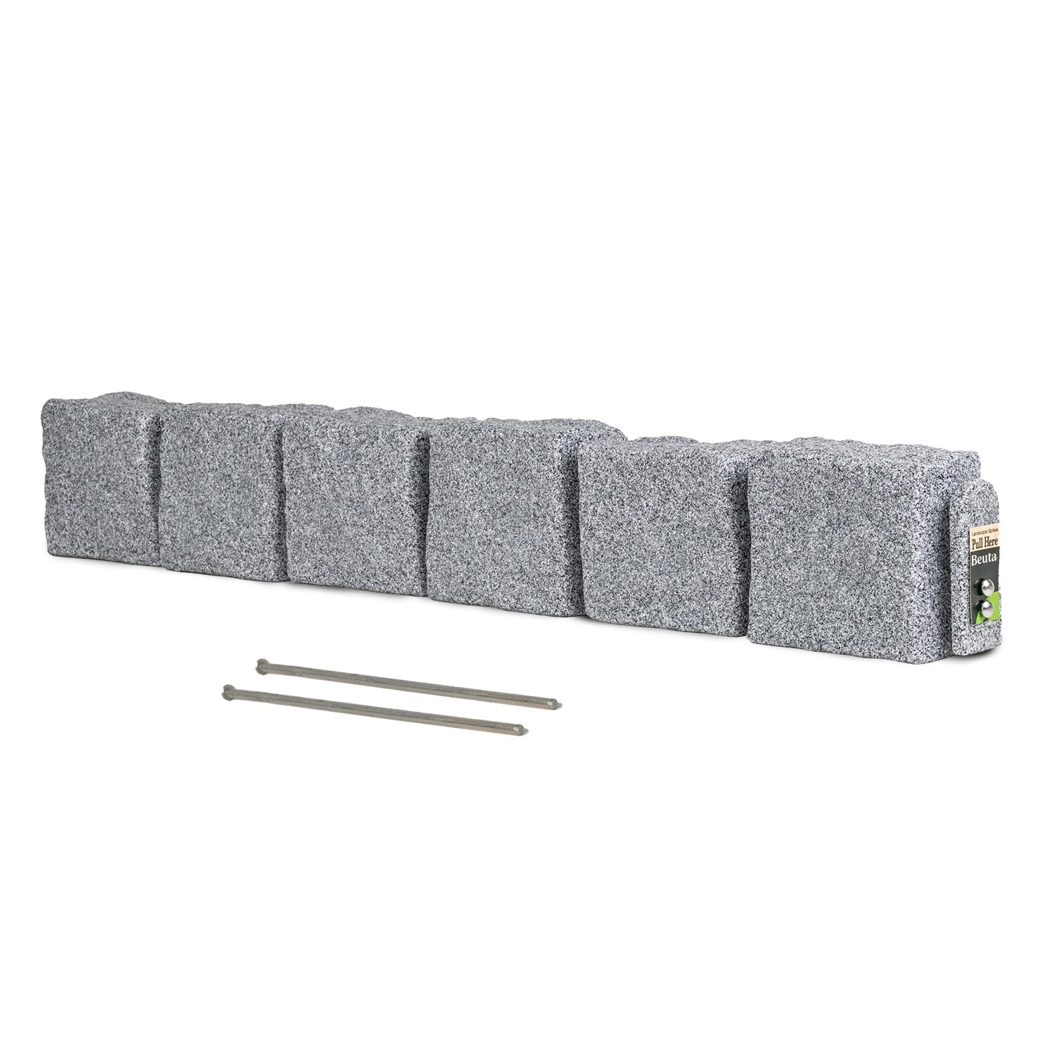 Beuta Landscape Edging and Border for Yard & Garden - Landscaping Mulch Flower Bed with no dig Faux Stone Borders for Playground driveways walkways or Curbing, Easy to Install (4, Greystone)