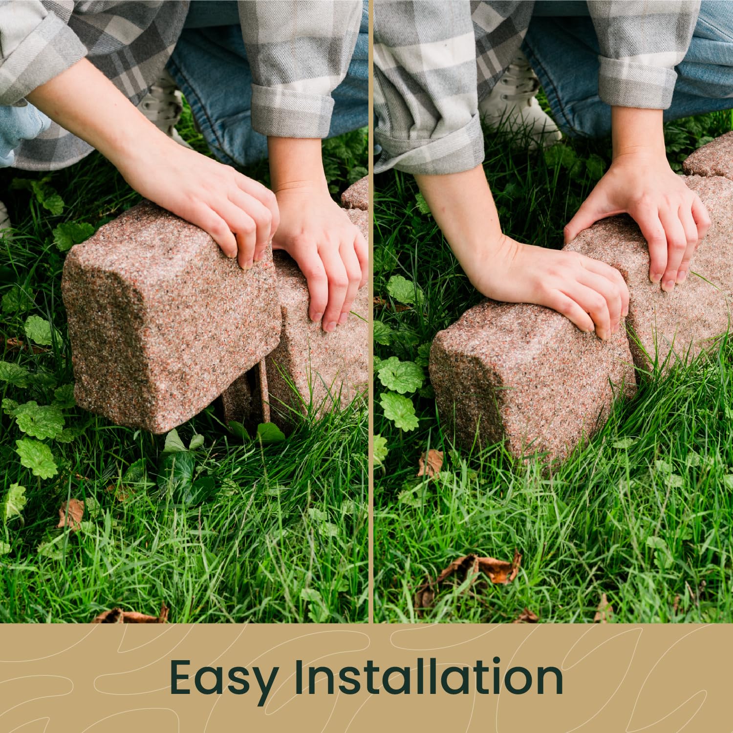 Beuta Greystone Start Block – Landscape Edging for Lawn & Garden, Easy No Dig Installation and Connects to Other Beuta Blocks, Heavy Duty Composite Resin Flex Wall Stone - 1 pc.