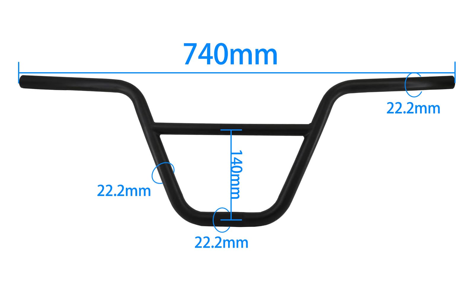 BMX Handlebars Bike Handlebar Steel Bicycle Handle Bars Bicycle Parts Universal Fits Bikes 22.2mm Bar End 9.4'' Rise 29.1'' Length Black