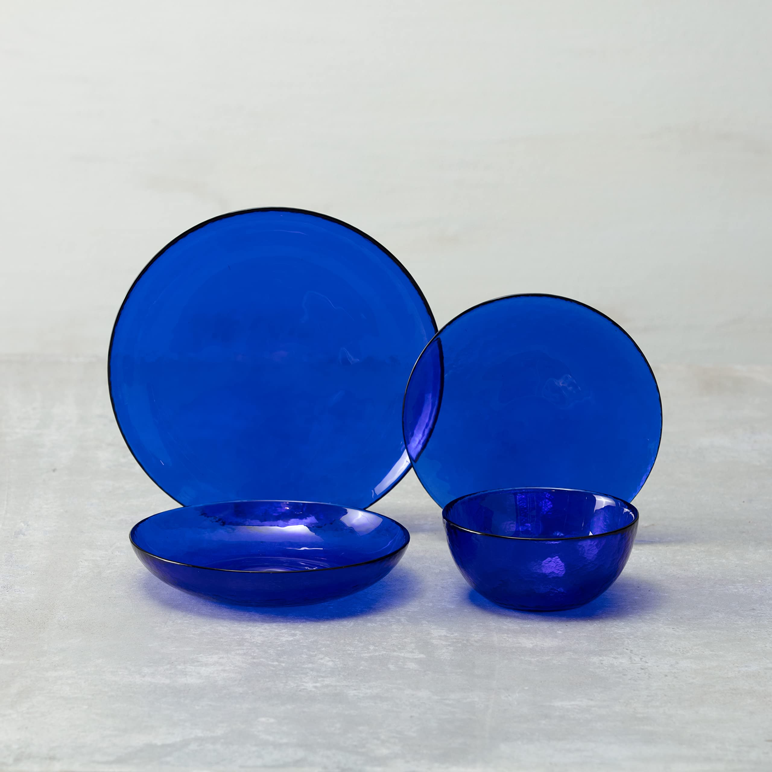 Fortessa Los Cabos Glass Dinnerware Collection, Salad Plate (Set of 4), 8 Inch, Cobalt