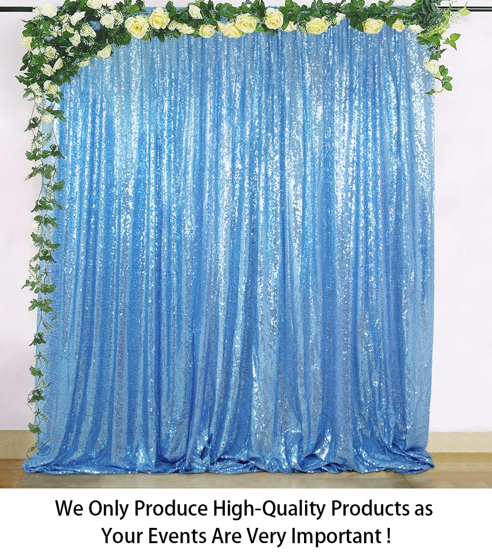 ShinyBeauty Baby Blue Sequin Backdrop Curtain | 2 Panels 5FTx10FT Glitter Wedding & Photography Background | Light Blue Shimmer Curtains for Elegant Events