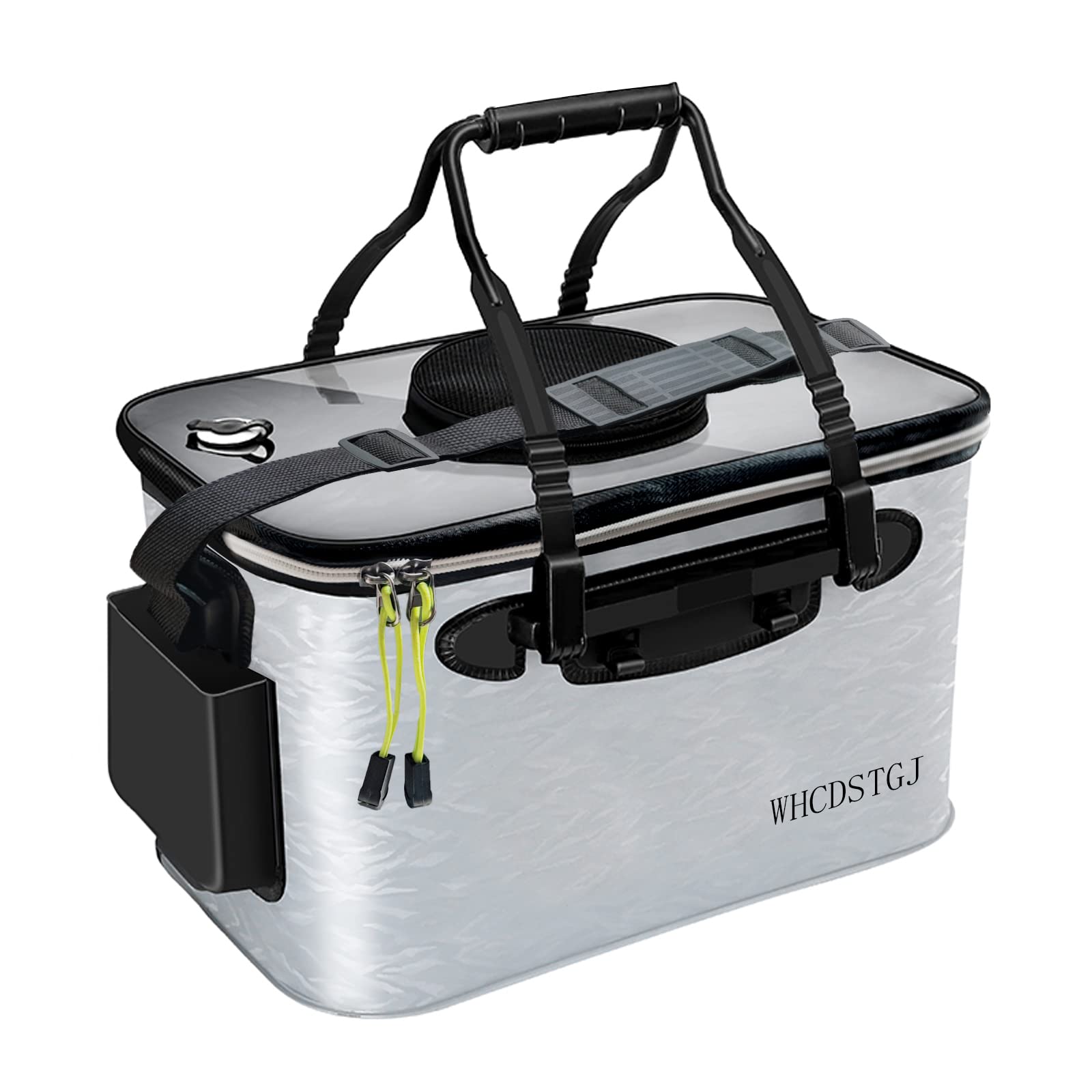 WHCDSTGJ Transparent Lid Fishing Bucket, Portable Foldable Fishing Bucket, Live Bait Bucket with Aeration Hole, for Bait Bucket, Live Fish Bucket, Live Bait Storage.4/6/8 gallons (8 gallons)