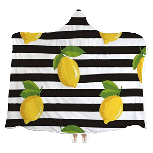 Vantaso Wearable Hooded Blankets Throw Poncho Cloak Blanket Summer Black White Striped for Adults Kids for Bed Sofa Bedding Multi-Size