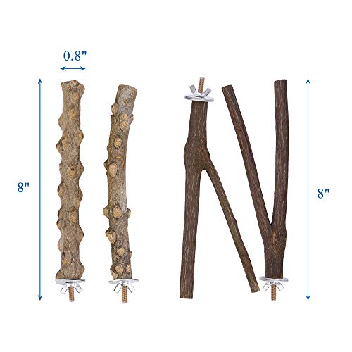 Mogoko 4 Pcs Bird Perches Parrot Stand Natural Wood Perch Parakeet Toys Bird Cage Accessories for Conure Supplies Budgie Platform