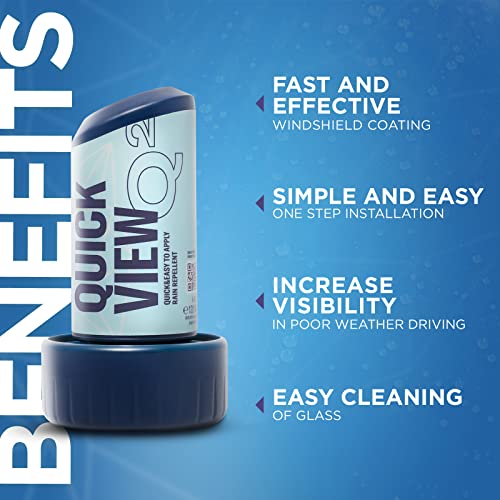 GYEON Quartz QuickView - Easy-to-Use Ceramic Coating for Glass - Extremely Hydrophobic - Professional Grade Ceramic Coating - Applies in Seconds - Perfect Addition to Your Car Detailing Kit