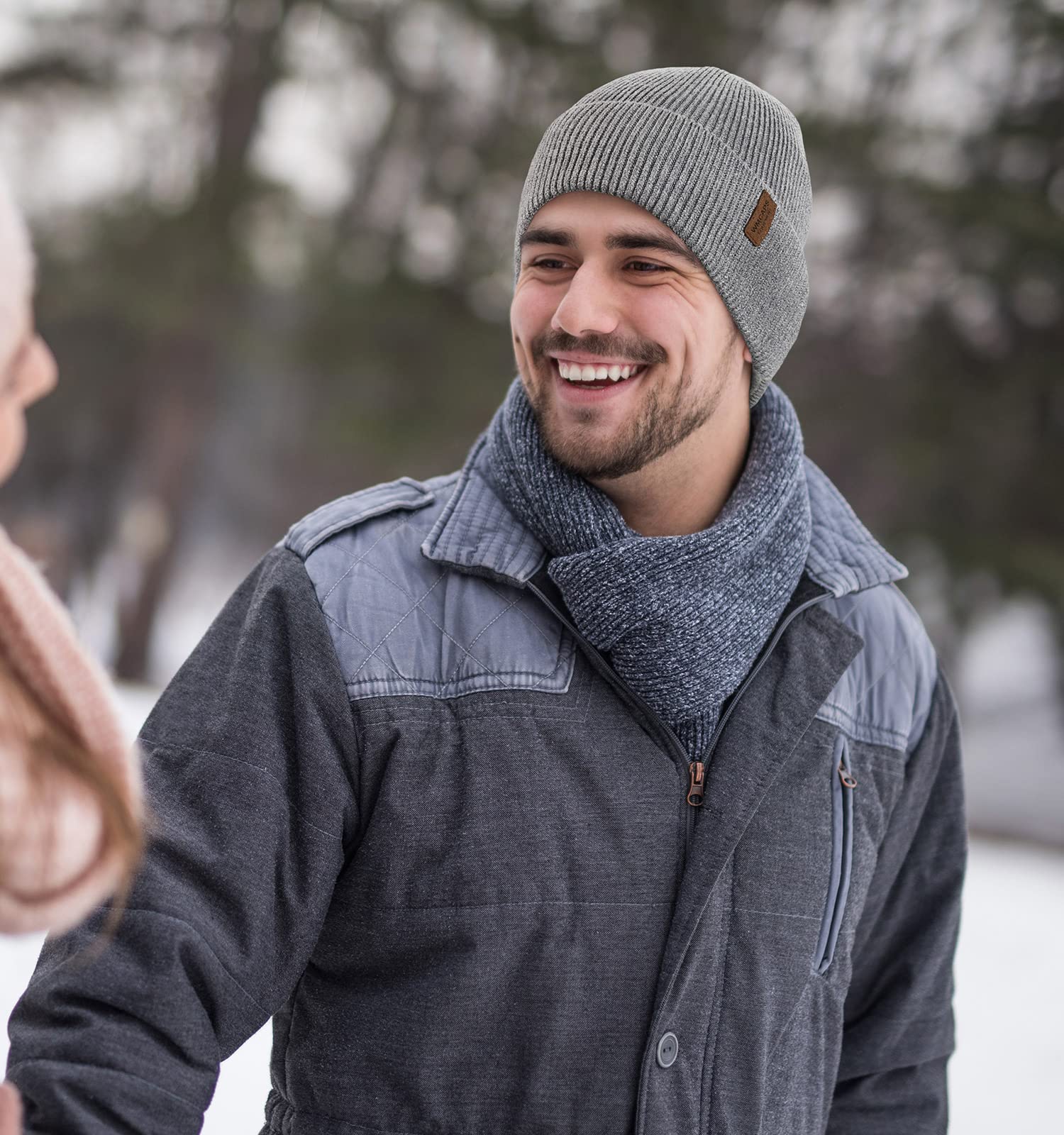 Wmcaps Winter Beanie for Men Women, Fleece Lined Beanie Soft Warm Knit Hat Ski Stocking Cuffed Cap (Grey)