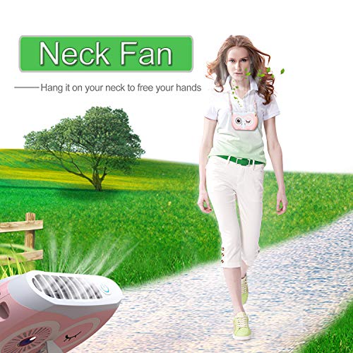 Ysmlife Handheld Mini Fan, Eyelash Extension Fan, Battery Powered Portable Fan, Rechargeable Personal Fan, Small Neck Fan with Lanyard USB Charging Cable for Travel Desk Lash Face Neck(Pink)