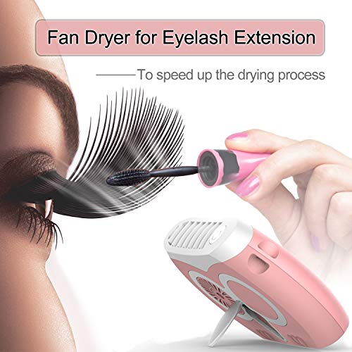 Ysmlife Handheld Mini Fan, Eyelash Extension Fan, Battery Powered Portable Fan, Rechargeable Personal Fan, Small Neck Fan with Lanyard USB Charging Cable for Travel Desk Lash Face Neck(Pink)
