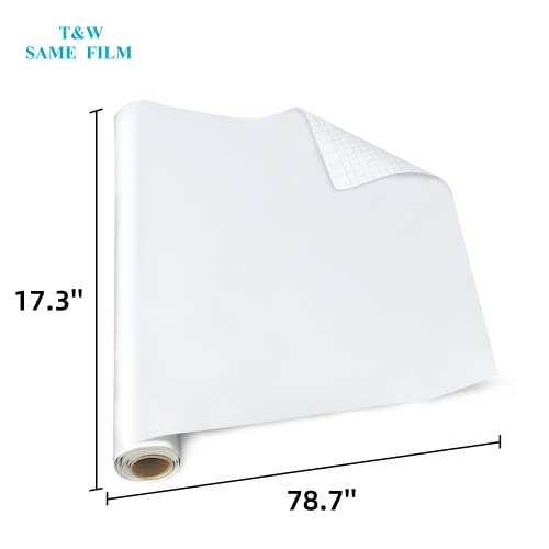 T&W SAME FILM White Board for Wall-Dry Erase Stickers-2 Dry Erase Markers Fine Tip Included-Adhesive Whiteboard for Wall,Desk,Door,Glass,Refrigerator（17.3‘’X78.7'' White）