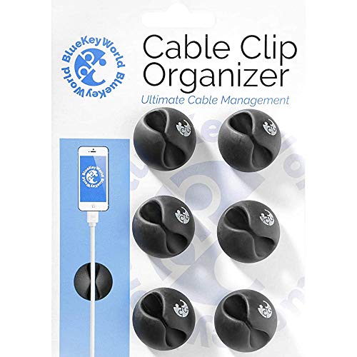 Cable Clips Management - Nightstand Accessories - Cord Organizer - Desk Cable Management - Wire Holder System - Adhesive Cord Clips - Home, Office, Cubicle, Car - Gift Idea - Black