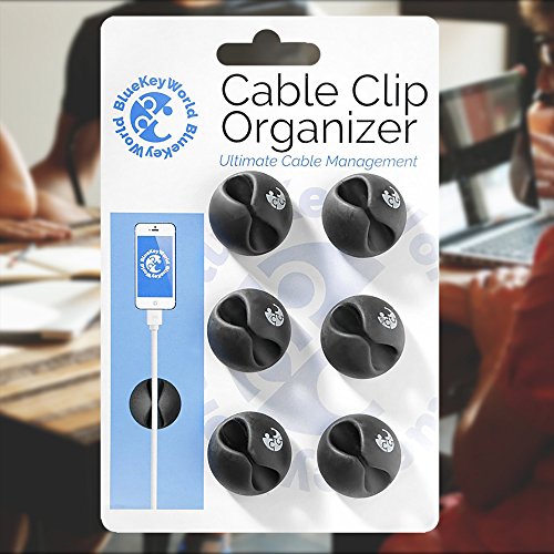 Cable Clips Management - Nightstand Accessories - Cord Organizer - Desk Cable Management - Wire Holder System - Adhesive Cord Clips - Home, Office, Cubicle, Car - Gift Idea - Black