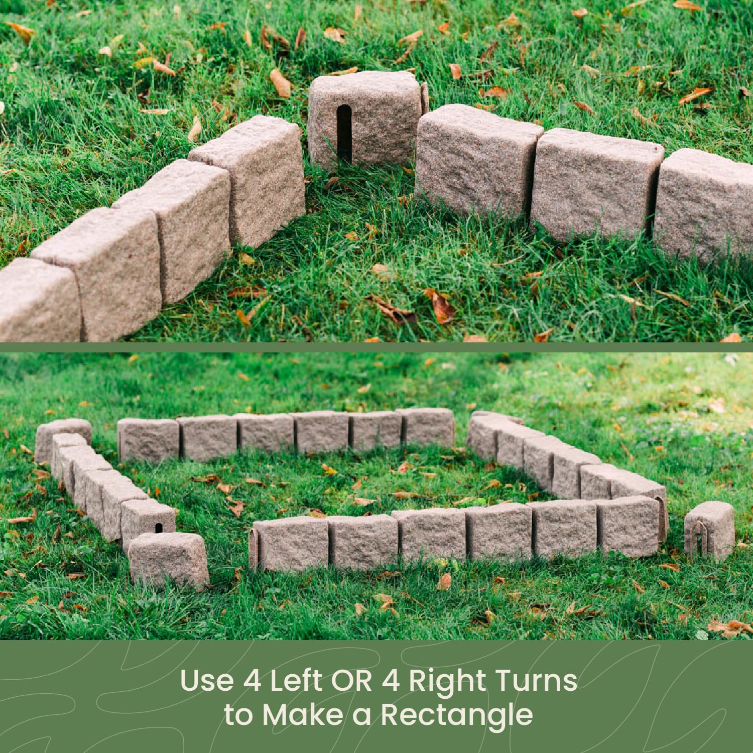 Beuta Sandstone Left Turn Block – Landscape Edging for Lawn & Garden, Easy No Dig Installation and Connects to Other Beuta Blocks, Heavy Duty Composite Resin Flex Wall Stone - 1 pc.