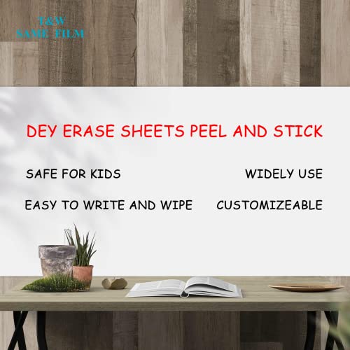 T&W SAME FILM White Board for Wall-Dry Erase Stickers-2 Dry Erase Markers Fine Tip Included-Adhesive Whiteboard for Wall,Desk,Door,Glass,Refrigerator（17.3‘’X78.7'' White）