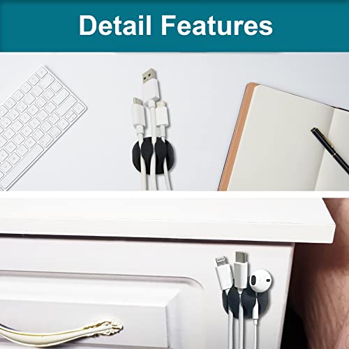 SDZONGES Cord Organizer, 6PCS Cable Clips, Black Cord Holder, Cable Organizer for Desk Management (5PCS One Slot+1PCS Triple Slot)