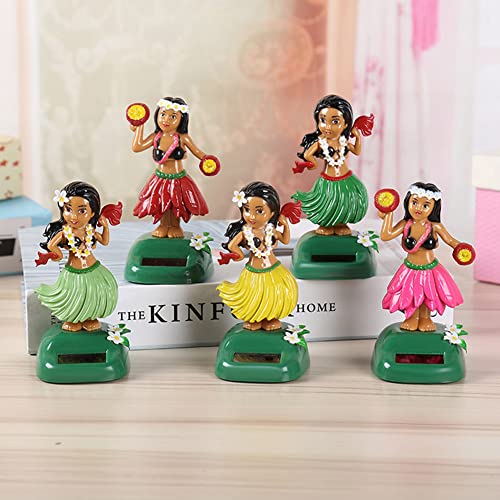 Ztexkee Solar Powered Shaking Head Hula Girl Car Dashboard Decoration Plastic Bobbleheads Solar Dancing Toy Cute Bobble Head Figures for Home Office Desktop Ornaments Car Decor
