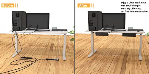 Under Desk Cable Management Tray Kit - 2 Pack No Drill Cable Management Under Desk Trays with Cable Ties and Double Sided Tapes - Super Easy to Setup Cord Organizer for Desk - 15.7" x 3.9" x 3.9"