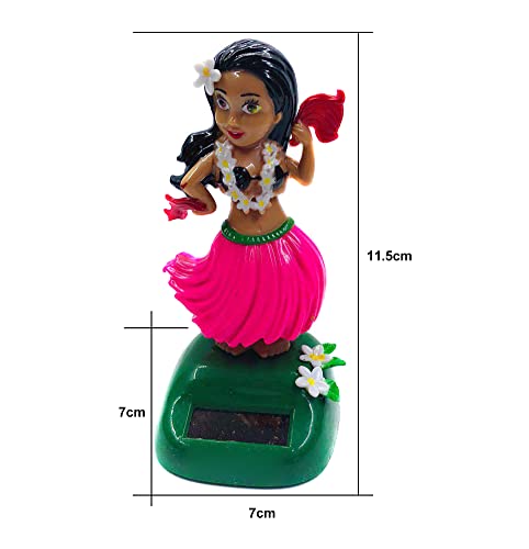 Ztexkee Solar Powered Shaking Head Hula Girl Car Dashboard Decoration Plastic Bobbleheads Solar Dancing Toy Cute Bobble Head Figures for Home Office Desktop Ornaments Car Decor