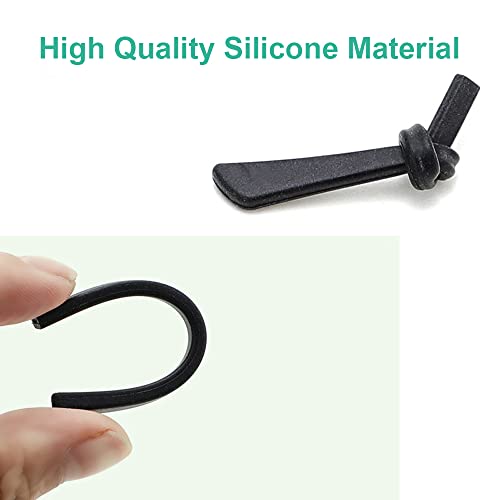 Junsika Eyeglass Temple End Tips Soft Silicone Anti Slip Eyeglass Replacement Temples for Flat Thin Eyeglass Legs 8 Pairs Black