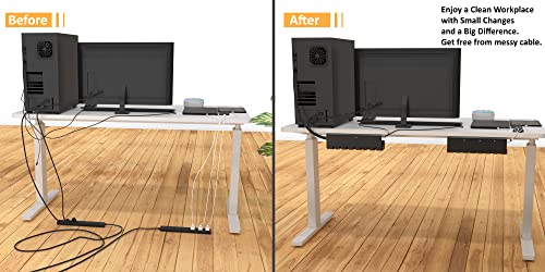 Under Desk Cable Management Tray Kit - 2 Pack No Drill Cable Management Under Desk Trays with Cable Ties and Double Sided Tapes - Super Easy to Setup Cord Organizer for Desk - 15.7" x 3.9" x 3.9"