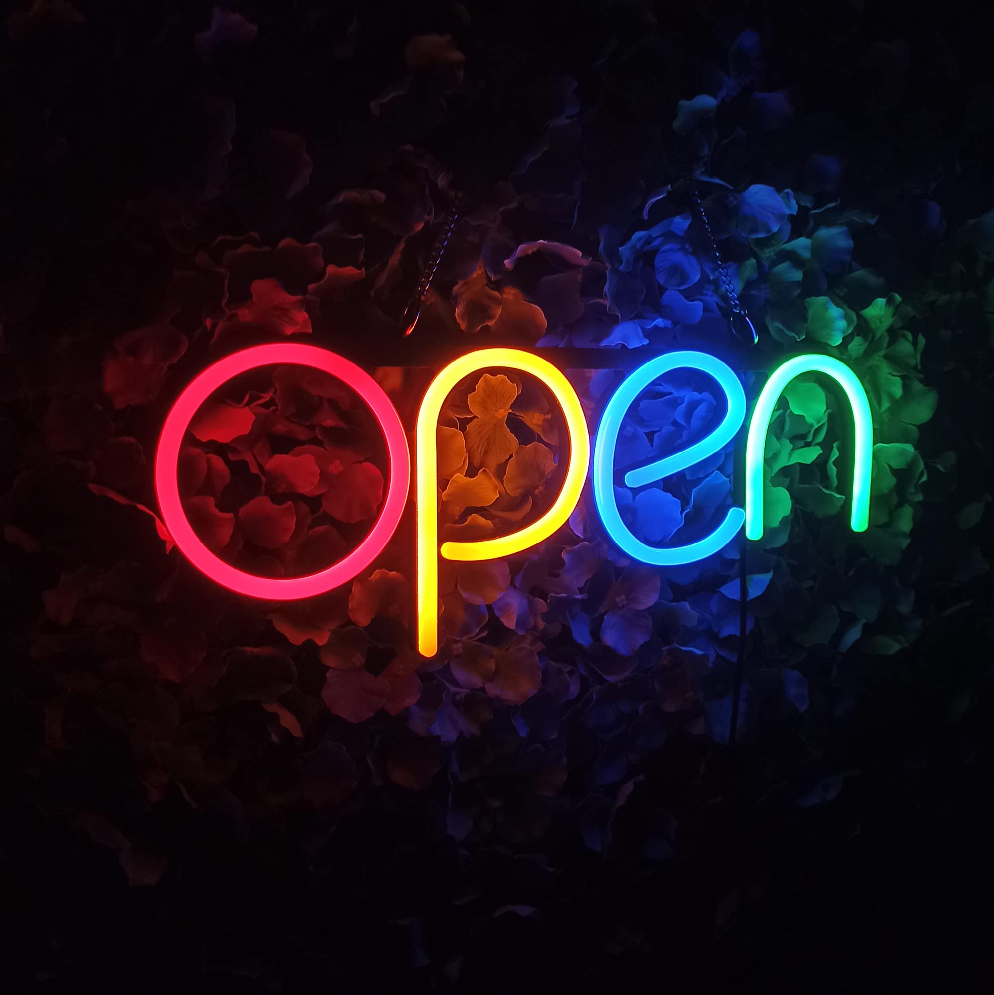 SOEUCOF LED OPEN Neon Sign for Business With ON/OFF Switch 5V USB Power Supply 16Inch Color