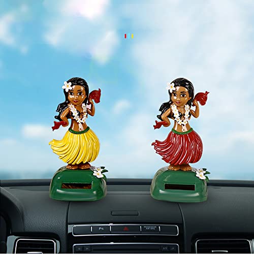 Ztexkee Solar Powered Shaking Head Hula Girl Car Dashboard Decoration Plastic Bobbleheads Solar Dancing Toy Cute Bobble Head Figures for Home Office Desktop Ornaments Car Decor