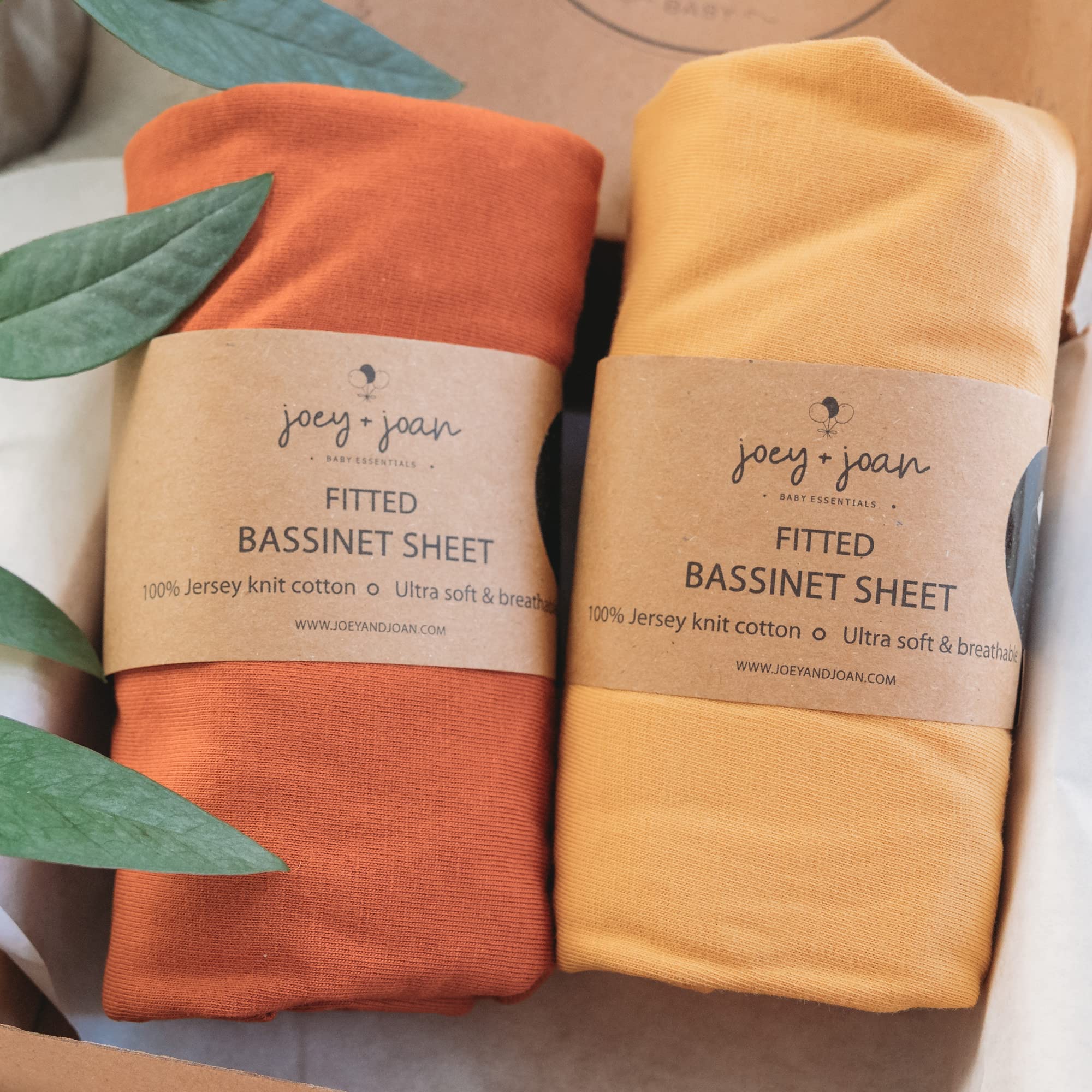 Bedside Sleeper Bassinet Sheets 35x20 Compatible with MiClassic, Milliard Bassinet and Large Bedside Sleepers โ Snuggly Soft 100% Jersey Cotton โ Mustard Yellow + Burnt Orange โ 2 Pack