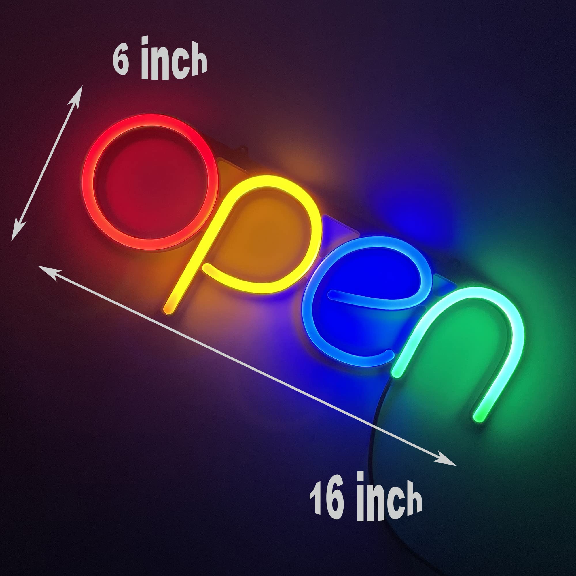 SOEUCOF LED OPEN Neon Sign for Business With ON/OFF Switch 5V USB Power Supply 16Inch Color