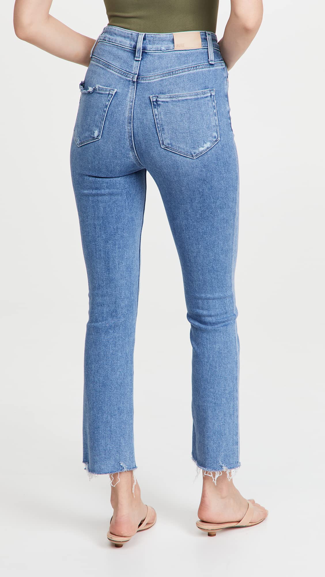 PAIGE Women's Ultra High Rise Cindy Distressed Jeans