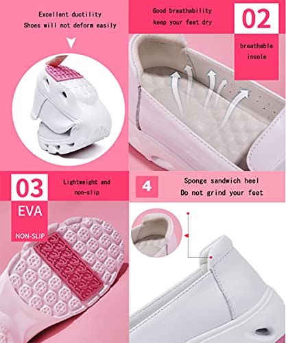 KOFUBOKE Comfortable Women Nurse Shoes Lightweight Non-Slip Work Shoes(White,8.5)