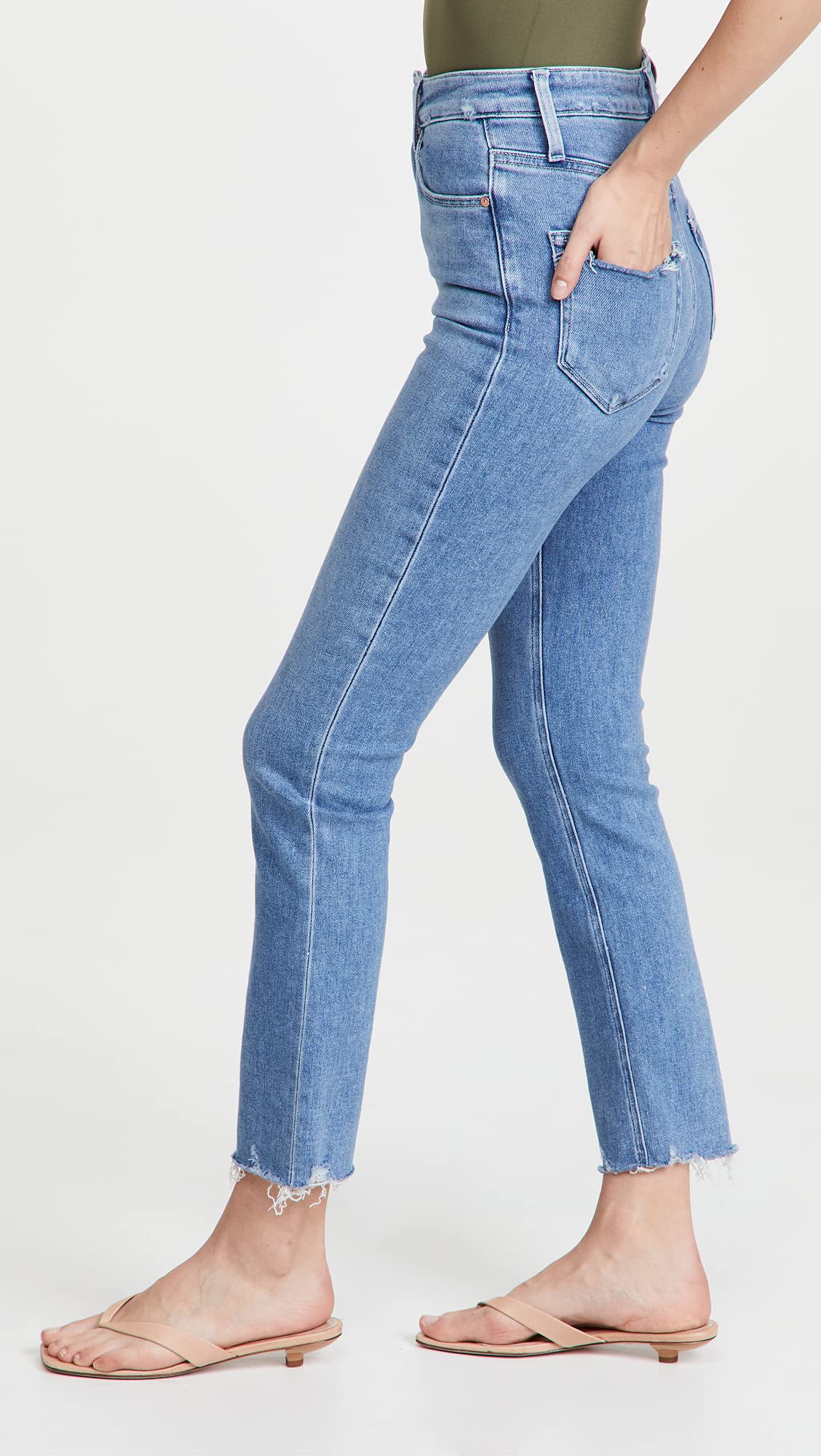 PAIGE Women's Ultra High Rise Cindy Distressed Jeans