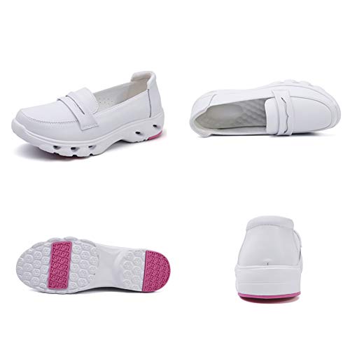 KOFUBOKE Comfortable Women Nurse Shoes Lightweight Non-Slip Work Shoes(White,8.5)