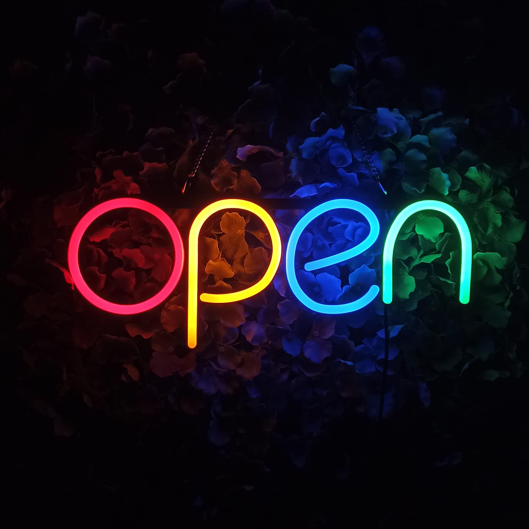 SOEUCOF LED OPEN Neon Sign for Business With ON/OFF Switch 5V USB Power Supply 16Inch Color