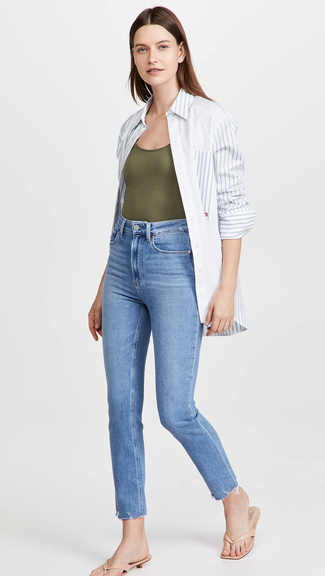 PAIGE Women's Ultra High Rise Cindy Distressed Jeans