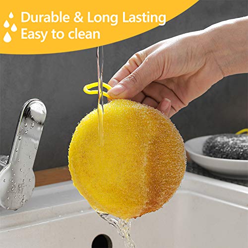 MTZRFLL Smiley Scrub Sponges, Non-Scratch Kitchen Cleaning Sponges, Multi-Purpose Microfiber Dishwashing Sponge for Dishes (8 Pack)