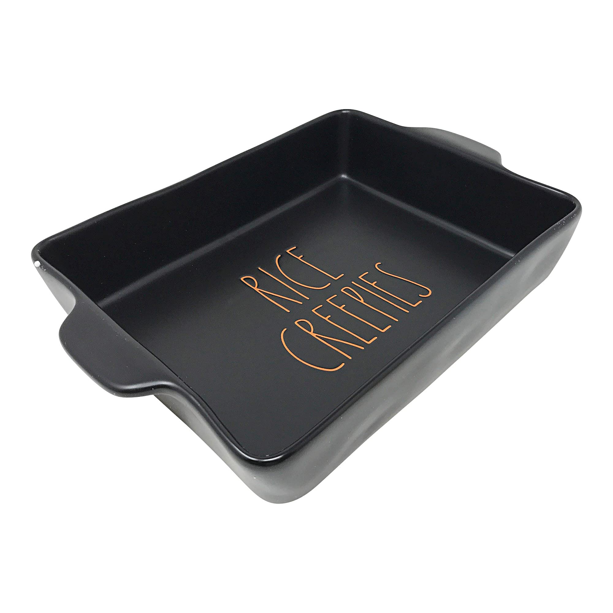 Rae Dunn Ceramic Halloween Baker (Rectangular/12 in W x 9 in L, Rice Creepies/Black)