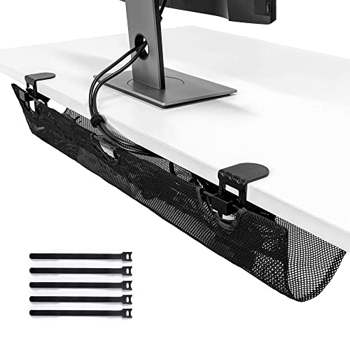 Under Desk Mesh Cable Management β 36 inch Cable Manager Tray for Cord Power Strip -No Drill Cable Management - Safe Wire Management Net for Desks, Office, and Home (Black)