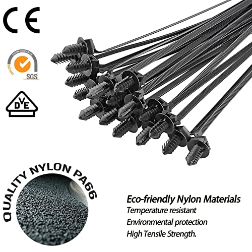 80 Pack Nylon Push Mount Cable Zip Tie, 8.3"x0.18" Heavy Duty Nylon Push Mount Self Locking UV Resistant Assortment for Indoor Wire Tying (Black)