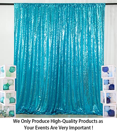 ShinyBeauty Sequin Backdrop-Curtain-5FTx10FT-Turquoise-Sequins Fabric Photo Booth Backgrounds 10FT Glitter Backdrops for Happy Birthday Aqua Blue Photography Backdrop Background